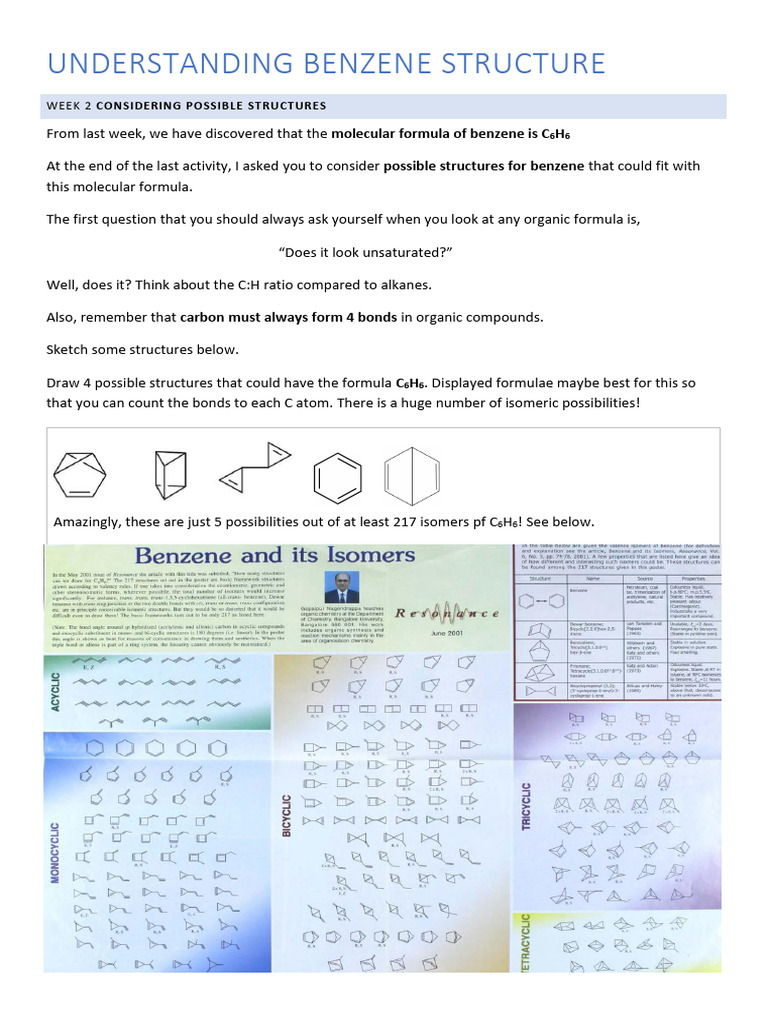 Exploring Benzene's Molecular Structure | PDF | Alkene | Benzene