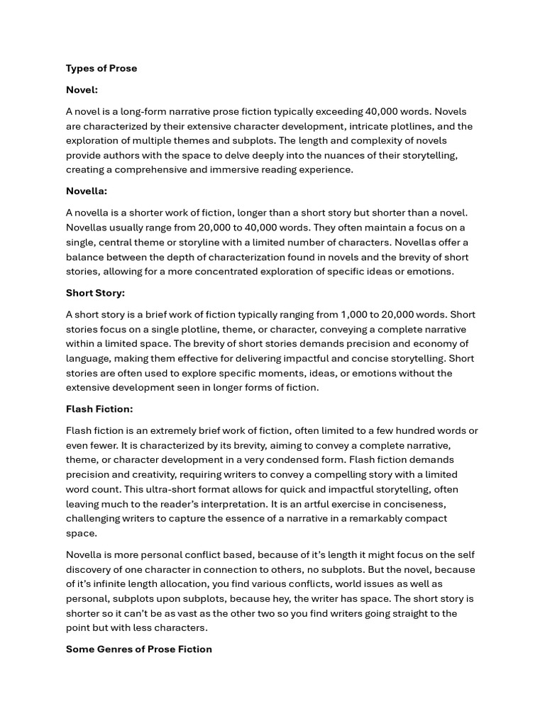 Types of Prose in Literature | PDF | Gothic Fiction | Utopian And ...