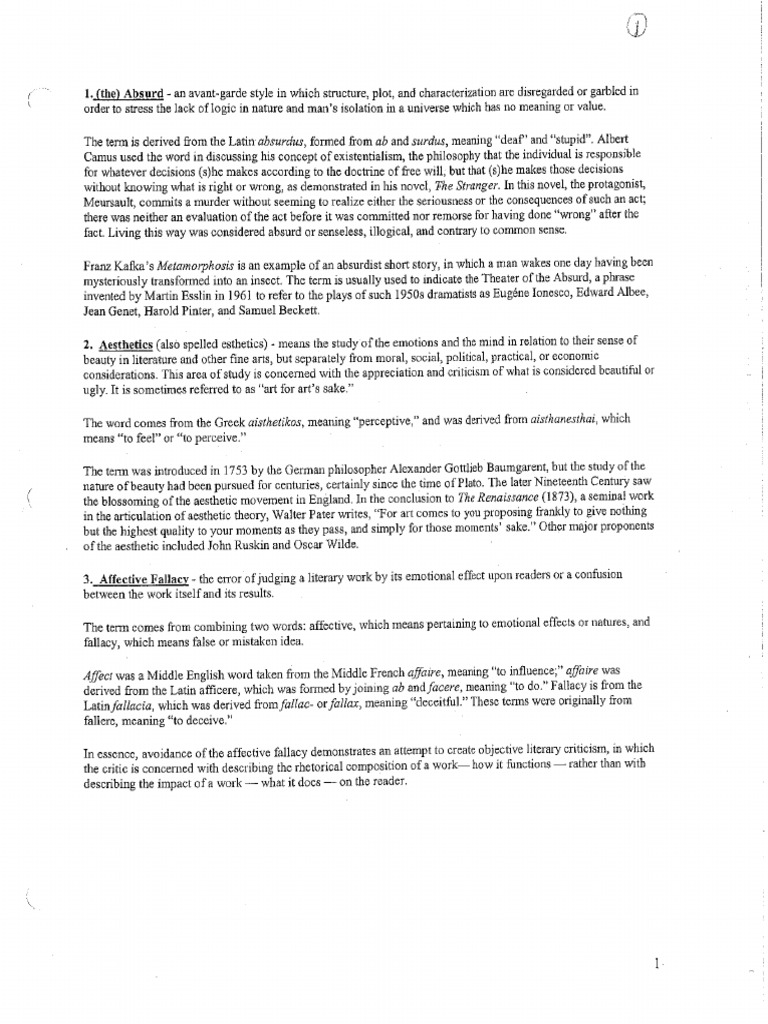 AP Literary Terms and Definitions 2023 | PDF