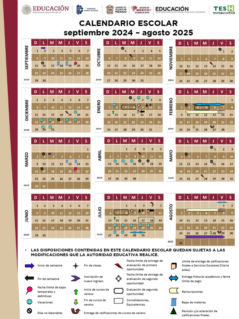 Calendario Escolar Tesh 2025 Pdf