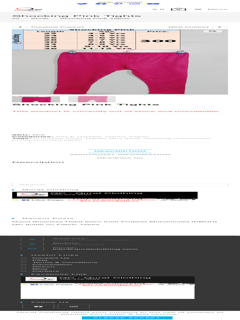Qurat Clothing: Shocking Pink Tights | PDF