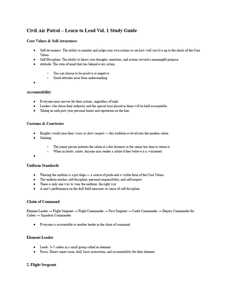 CAP Learn to Lead Volume 1 Guide | PDF | Non Commissioned Officer ...