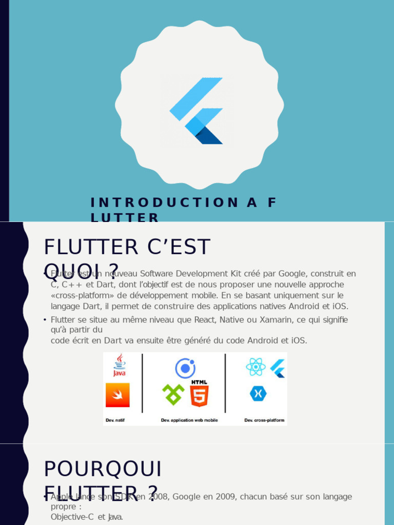Introduction à Flutter : SDK cross-platform | PDF | iOS | Logiciel ...