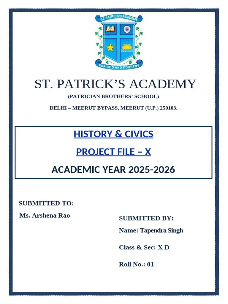 10 History Project File Cover Page 2025-2026 | PDF