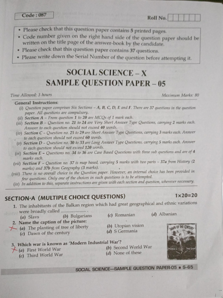 SS Sample Paper 10th | PDF