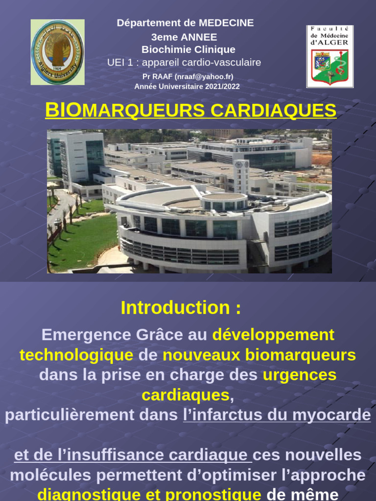 Biomarqueurs cardiaques en médecine d'urgence | PDF | Infarctus du ...