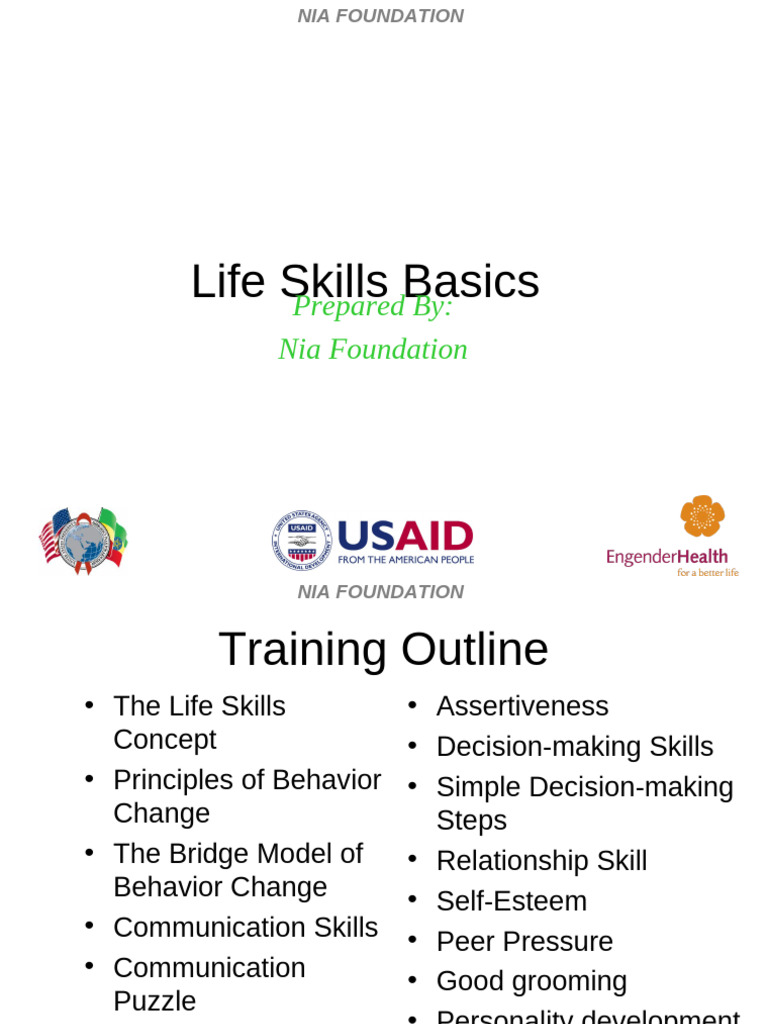 Life Skills Training - Nia Foundation | PDF | Self Esteem | Decision Making