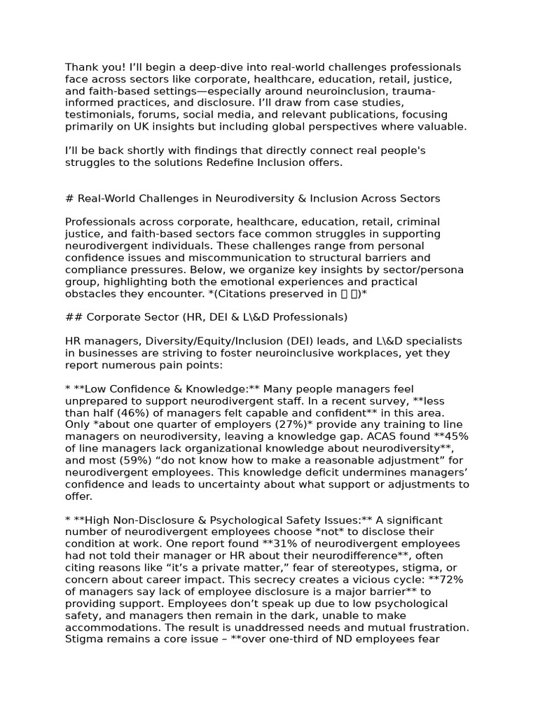 Neurodiversity Challenges in Various Sectors | PDF | Autism | Teachers