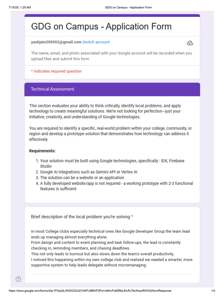 GDG On Campus - Application Form 7 | PDF | Computing | Software