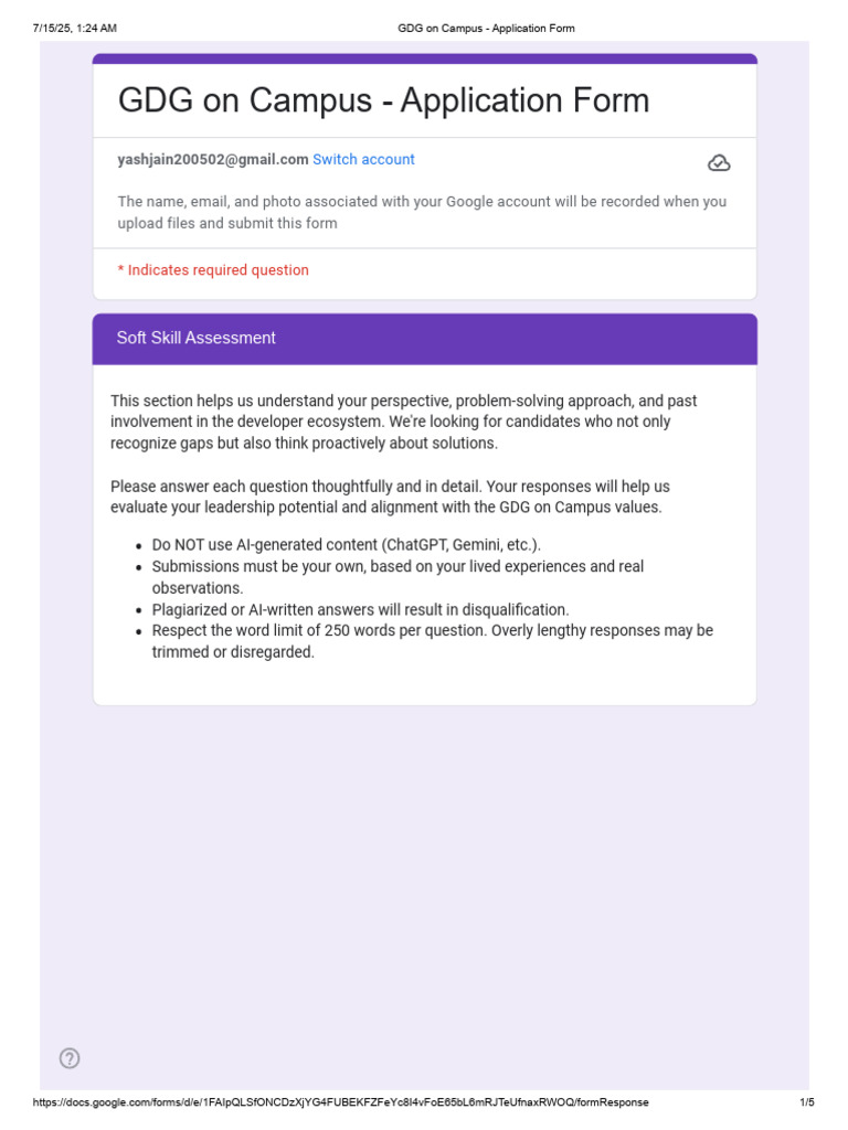 GDG on Campus Organizer Application | PDF