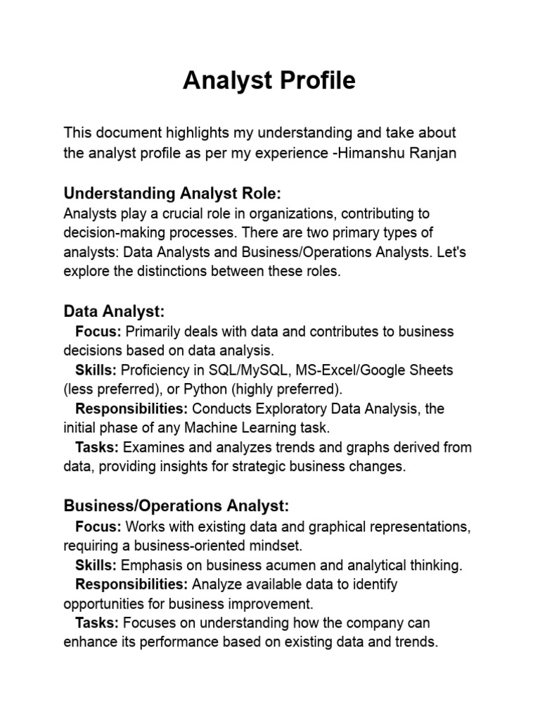Understanding Analyst Roles and Skills | PDF | Data Analysis | Learning