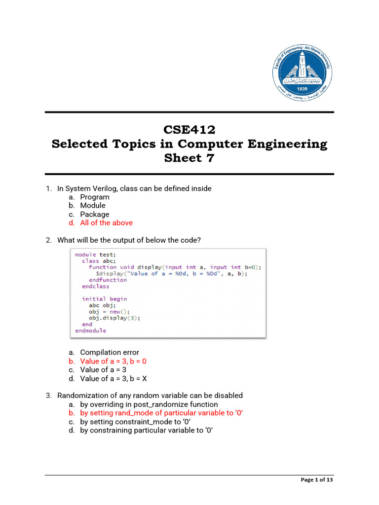 Verification Sheet7 Solution | PDF | Computer Programming | Software Engineering