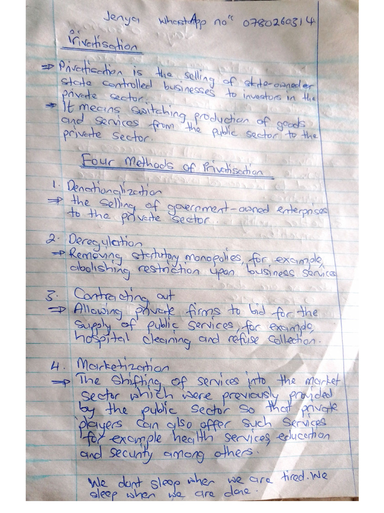 Notes On Privatisation | PDF