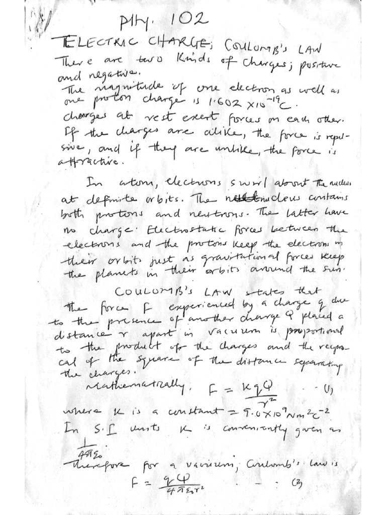 Physics 102 handout | PDF