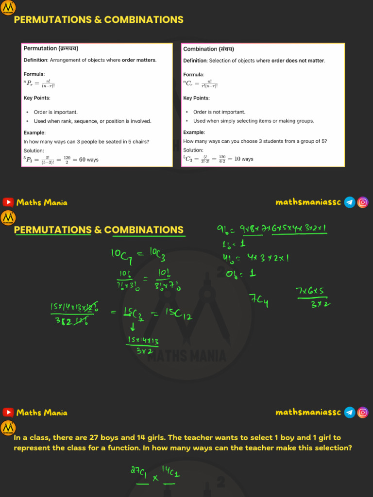 Permutations Combinations | PDF