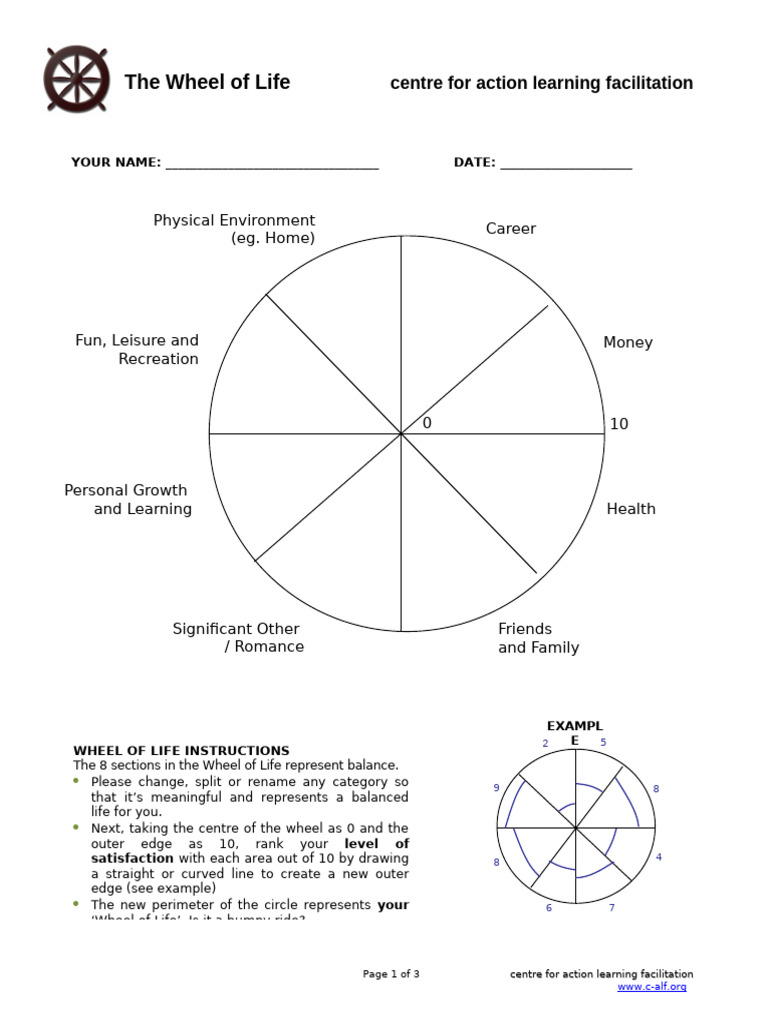 Instructions For The Wheel of Life Activity | PDF | Well Being | Psychology