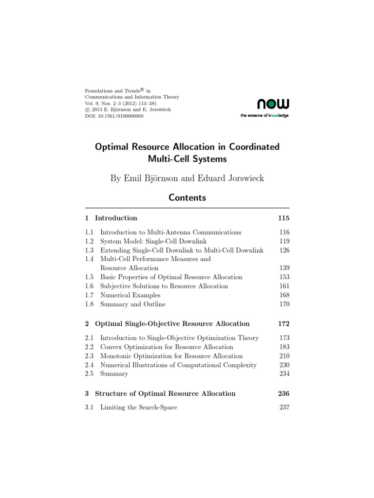 Optimal Resource Allocation in Coordinated Multi Cell Systems | PDF | Cellular Network | Radio