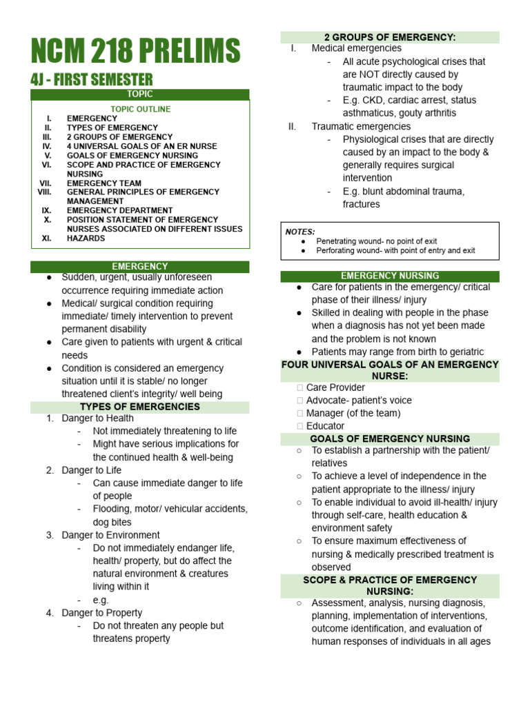 Emergency Nursing: Key Concepts & Goals | PDF | Cardiopulmonary ...