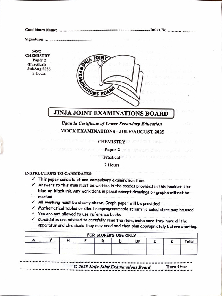JJEB UCE Chemistry Pp2 2025 | PDF