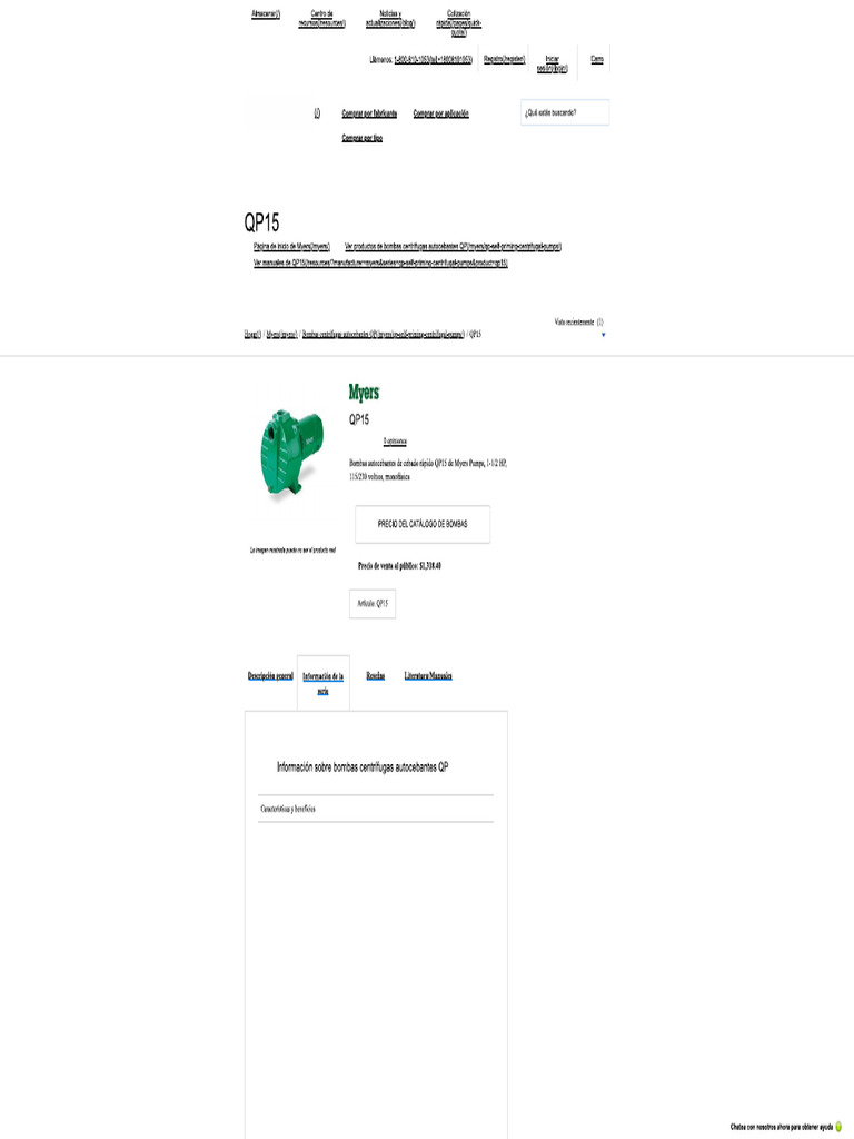 Bombas Autocebantes de Cebado Rápido QP15 de Myers Pumps _ PumpCatalog ...