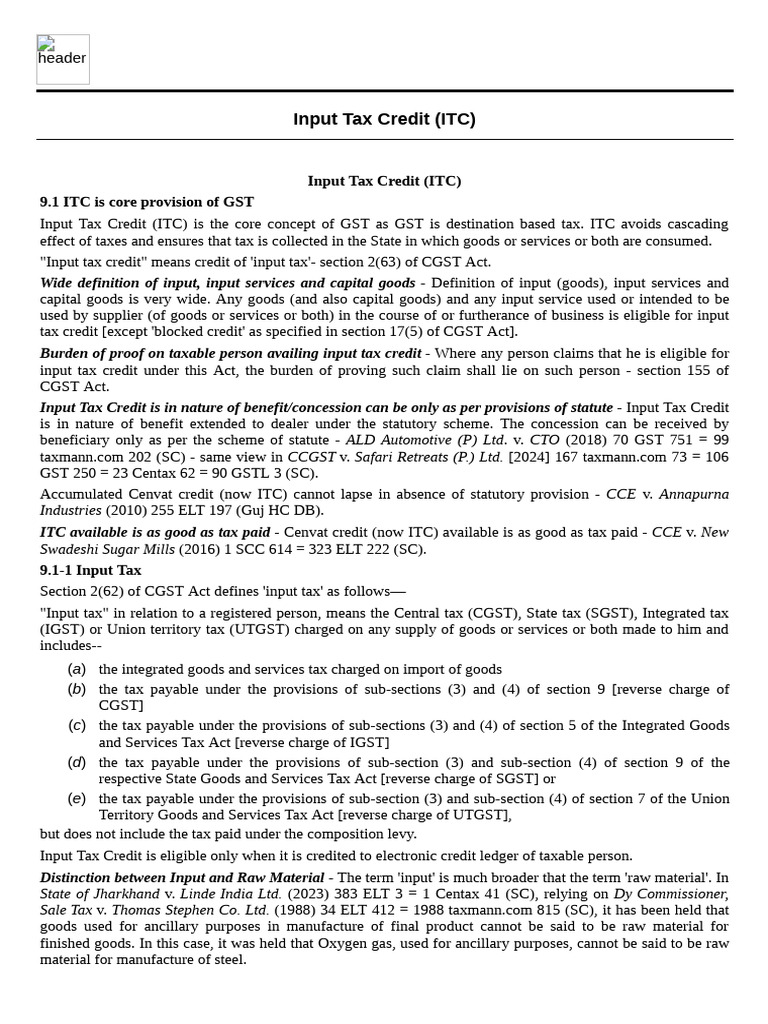 ITC Guidelines for Factory Installations | PDF | Invoice | Taxes
