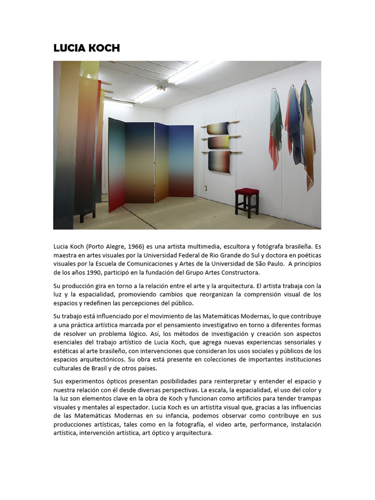 Obras de Lucia Koch: Arte y Espacio | PDF | Arte de performance | Las artes