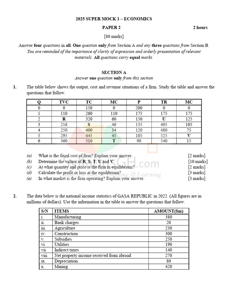 2025 Economics Super Mock Exam | PDF | Macroeconomics | Microeconomics
