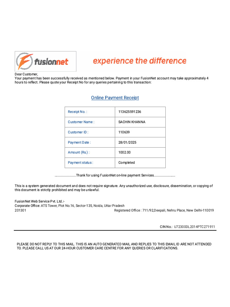 Wifi Bill Jan 2025 | PDF