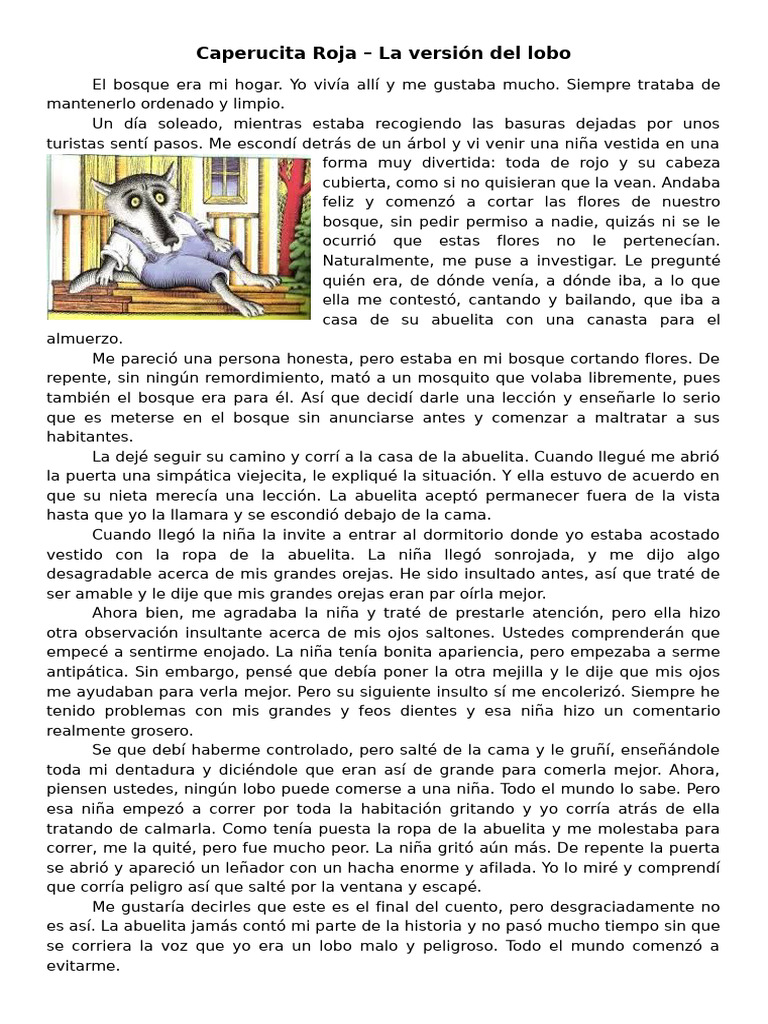 Caperucita Roja: La Versión del Lobo | PDF | Caperucita Roja