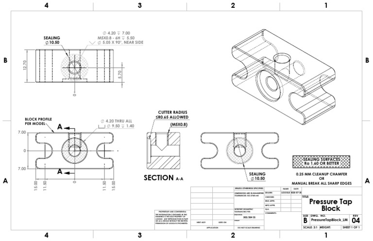 Pressure Tap Block Model Specifications | PDF | Engineering Tolerance ...