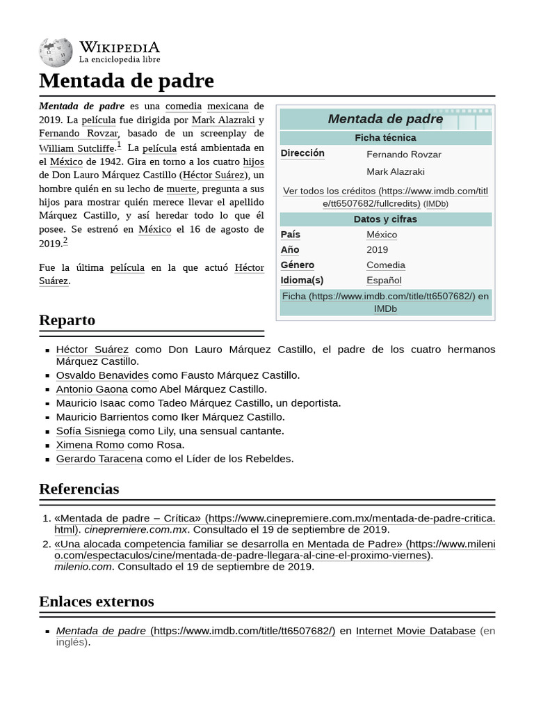 Mentada de Padre: Comedia Mexicana 2019 | PDF