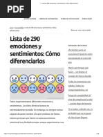 Lista de 250 Emociones y Sentimientos | PDF | Las emociones | Experiencia