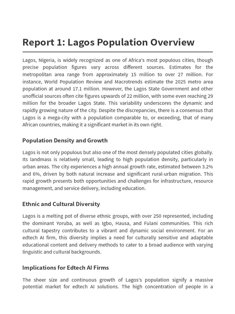 Lagos Population Growth and Density 2025 | PDF | Educational Technology ...