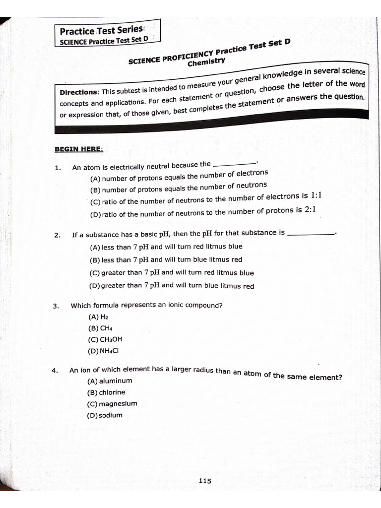 Chem Practice Test | PDF