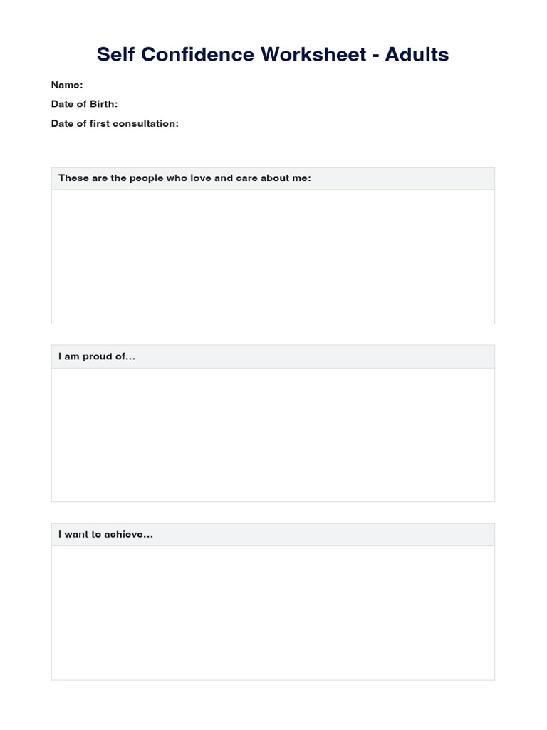Self Confidence Worksheet | PDF