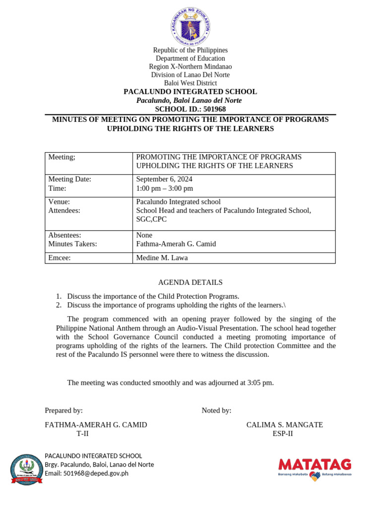 Notice of Meeting Promoting Importance Programs | PDF