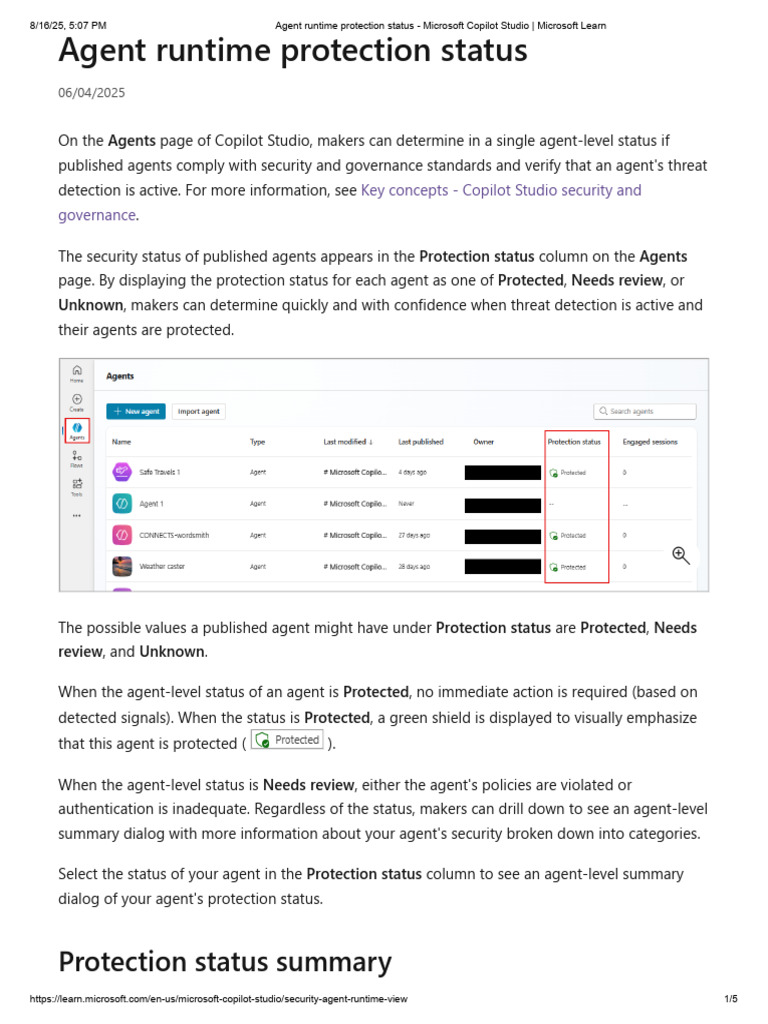 Agent Protection Status in Copilot Studio | PDF | Analytics ...