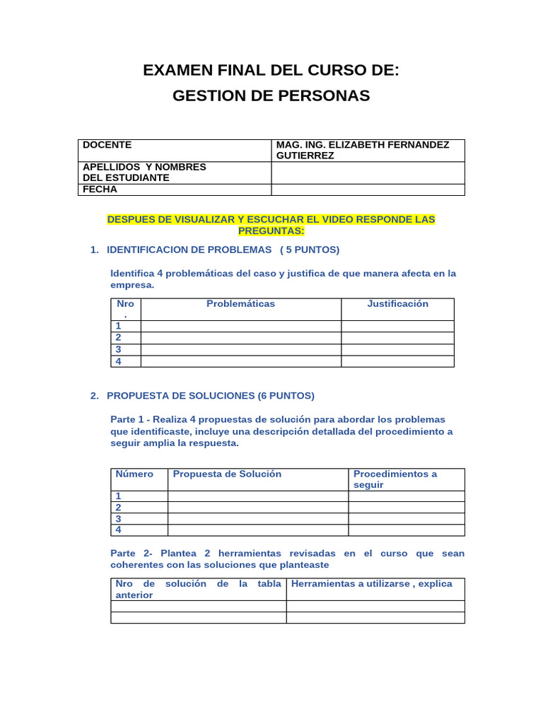 Examen Final Del Curso de G - Personas - Fpfjaj | PDF