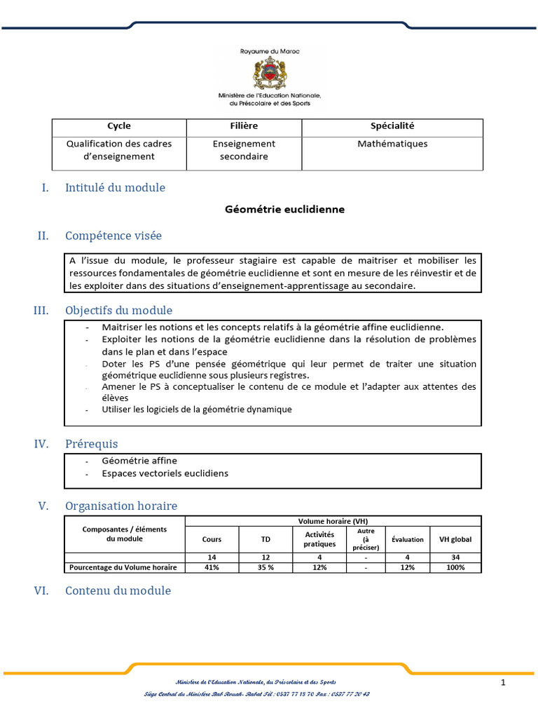 Module de Géométrie Euclidienne | PDF | Espace euclidien | Géométrie
