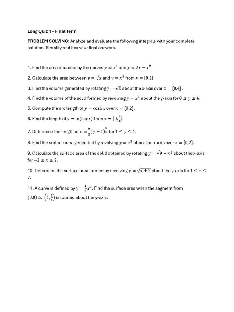 Mock Long Quiz-Finals Term | PDF