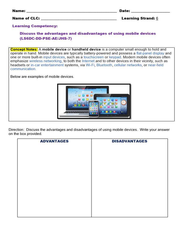 Disadvantages and Advantages of Mobile Devices | PDF | Mobile Device ...