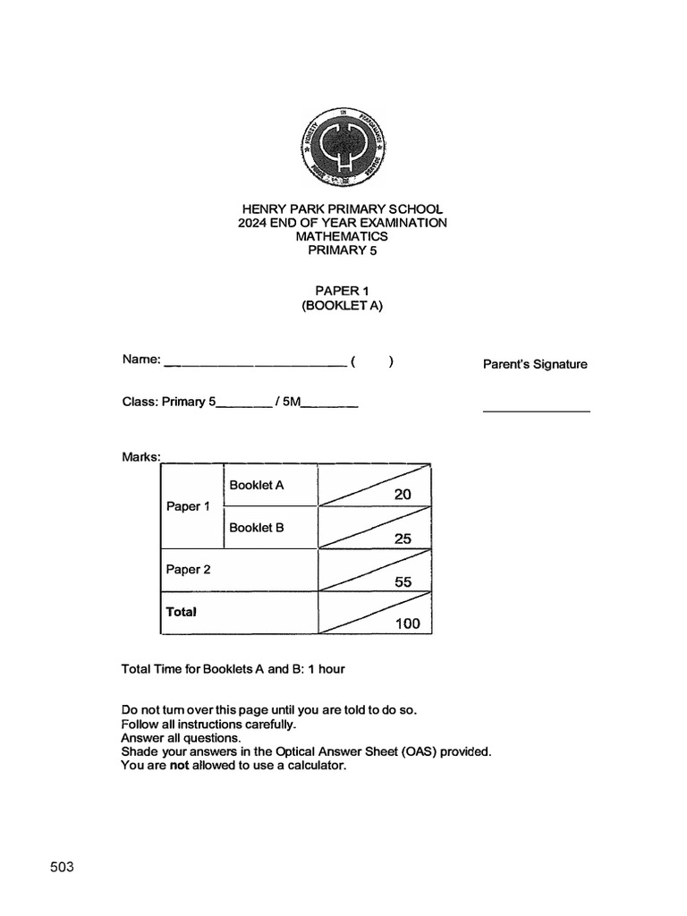 P5 Maths Exam Paper 2024 | PDF