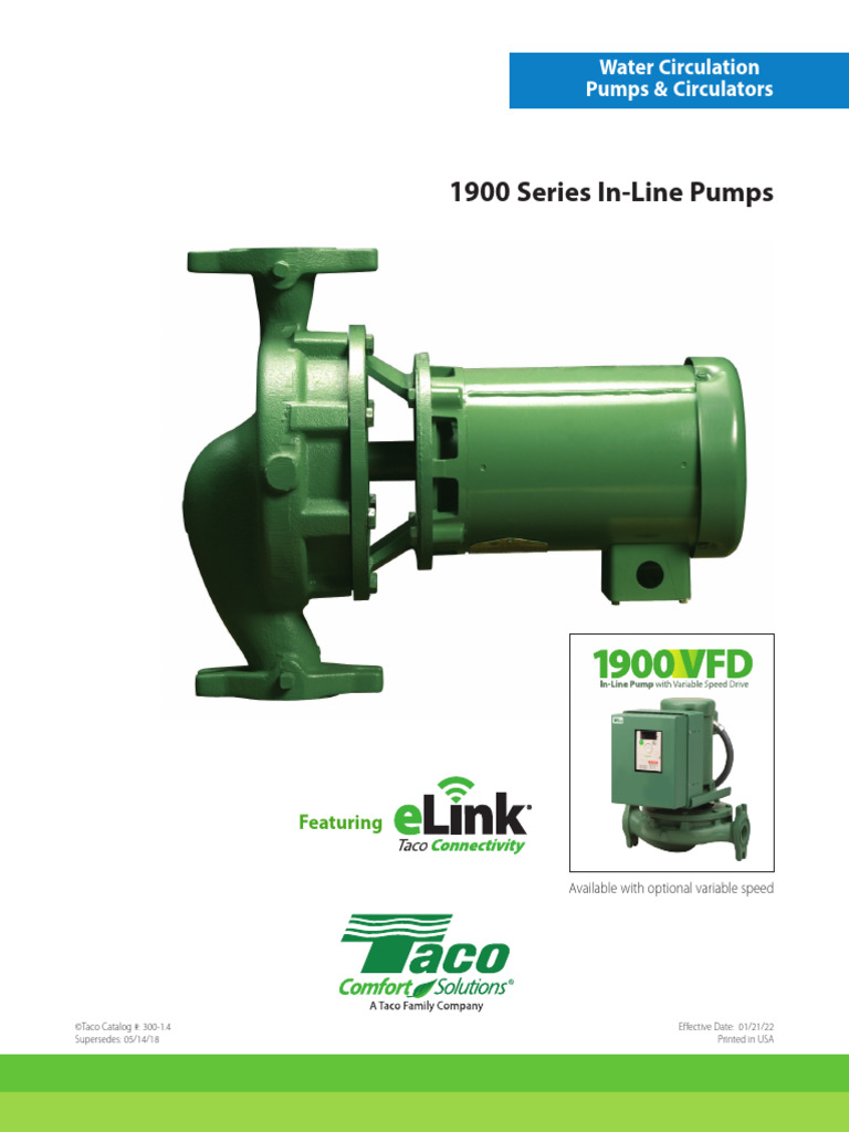 Taco 1900 Series In-Line Pumps Overview | PDF | Electromagnetic ...