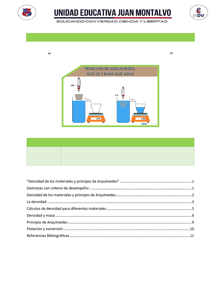 Guía de Aprendizaje Ciencias Naturales U4 - S1 | PDF | Flotabilidad | Densidad