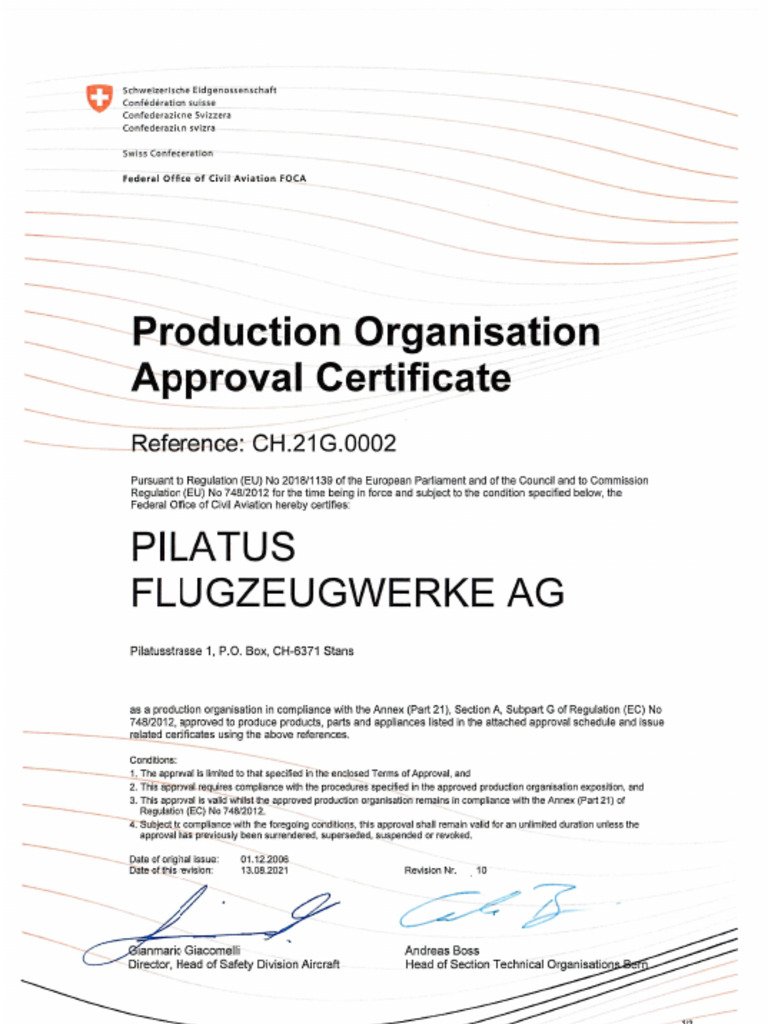 FOCA Production Certificate | PDF | Aviation