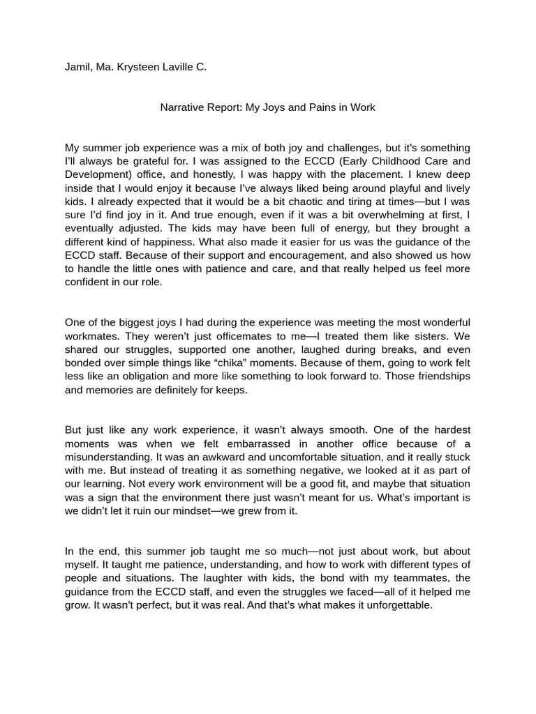 Spes Narrative Report | PDF