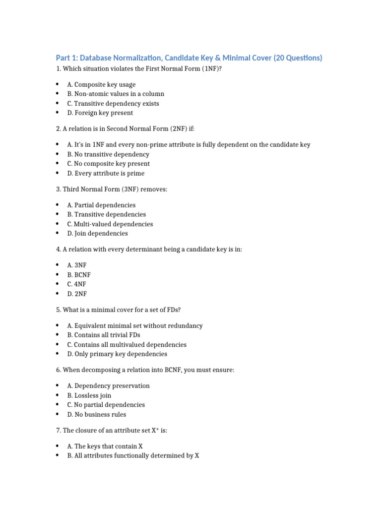 MCQ Database SQLServer Questions | PDF | Microsoft Sql Server | Databases
