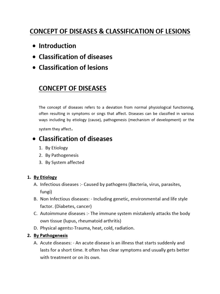 Diseases and Lesions Classification Guide | PDF | Autoimmune Disease ...