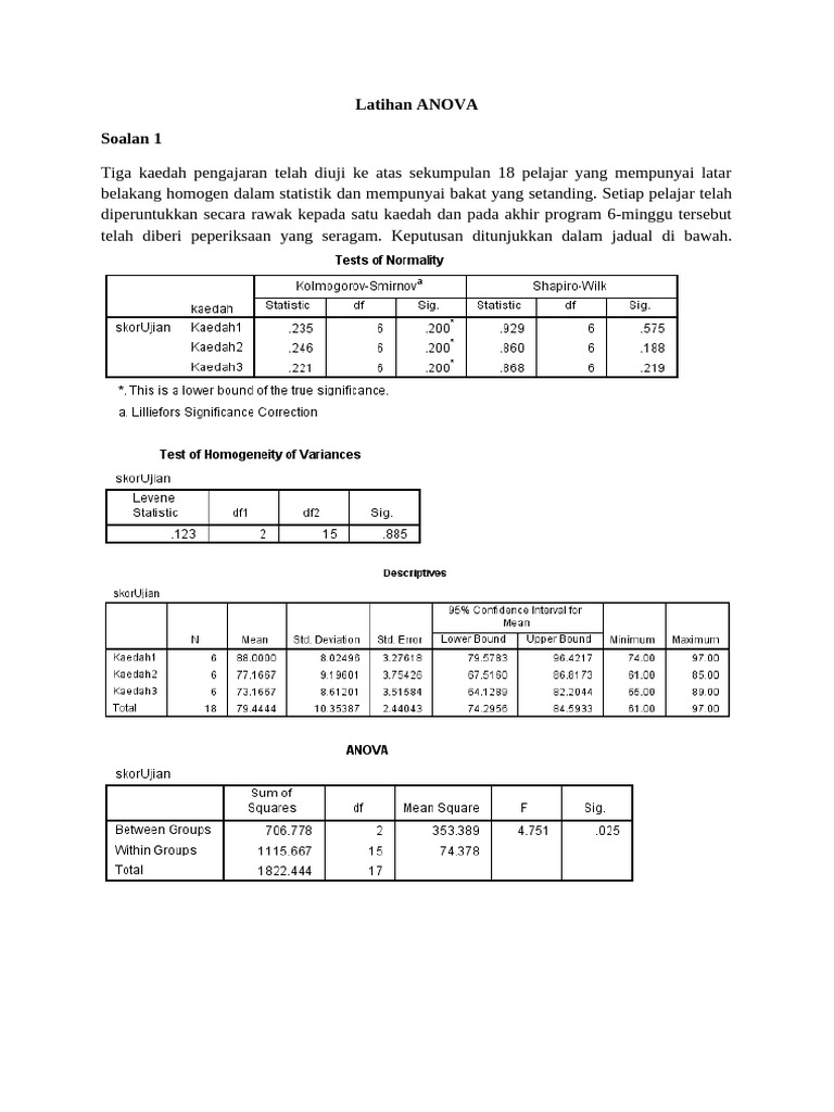 Latihan ANOVA | PDF