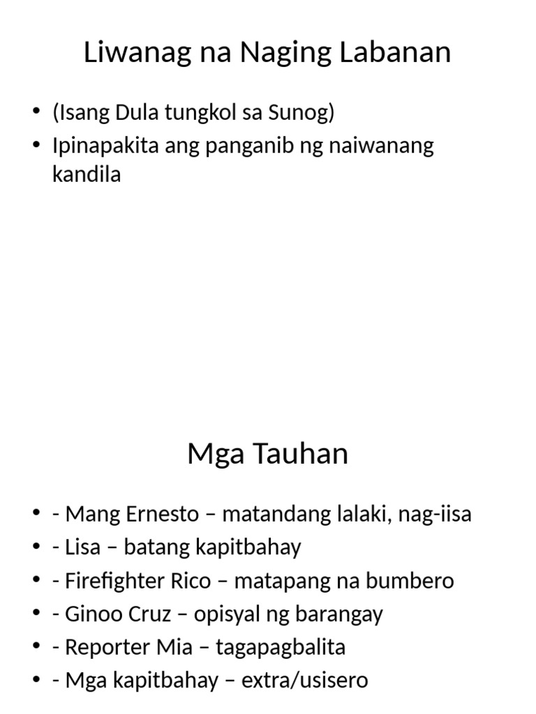 Liwanag Na Naging Labanan PPT | PDF